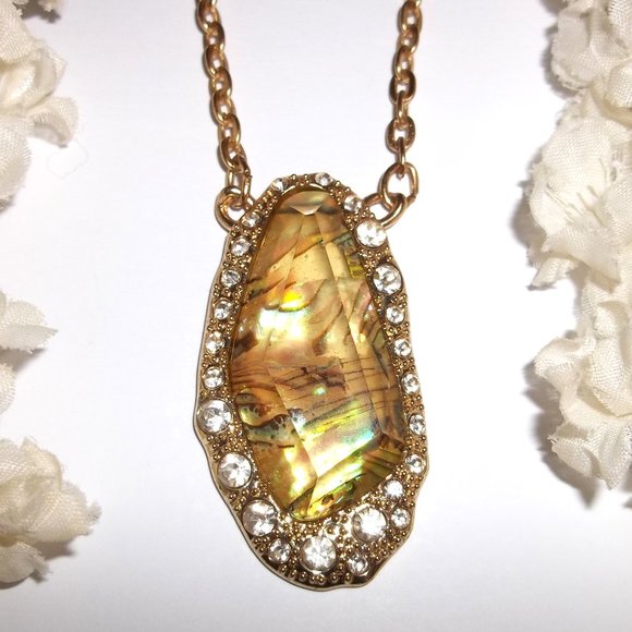Fashion Jewelry | Jewelry | Yellow Necklace Gold Faux Abalone Shell ...